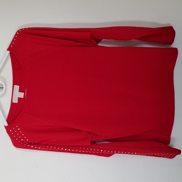 Michael Kors | Tops | Nwt Michael Kors Red Embellished Longsleeve Top ...